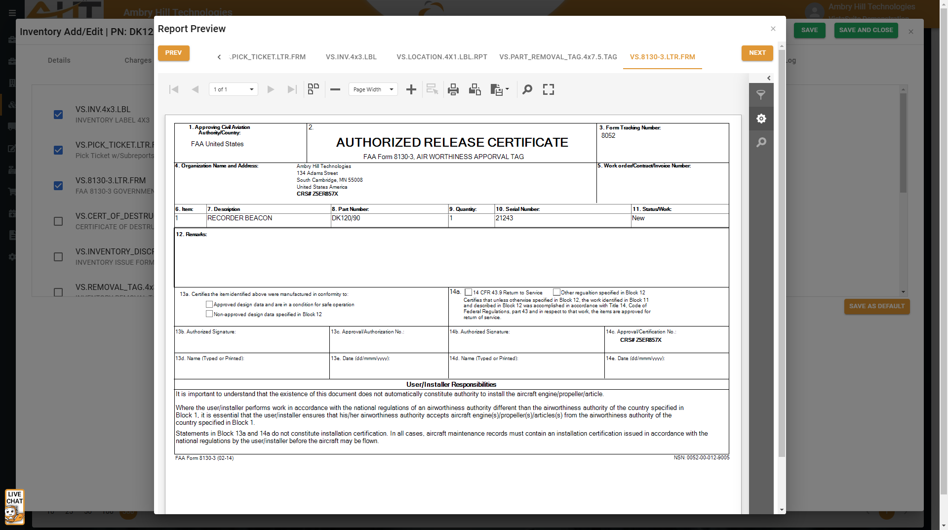 Parts and Inventory Management | Ambry Hill Technologies